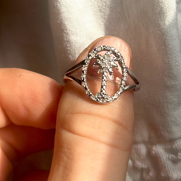 Jewelry | Genuine Diamond Palm Tree Set In Sterling Silver | Poshmark